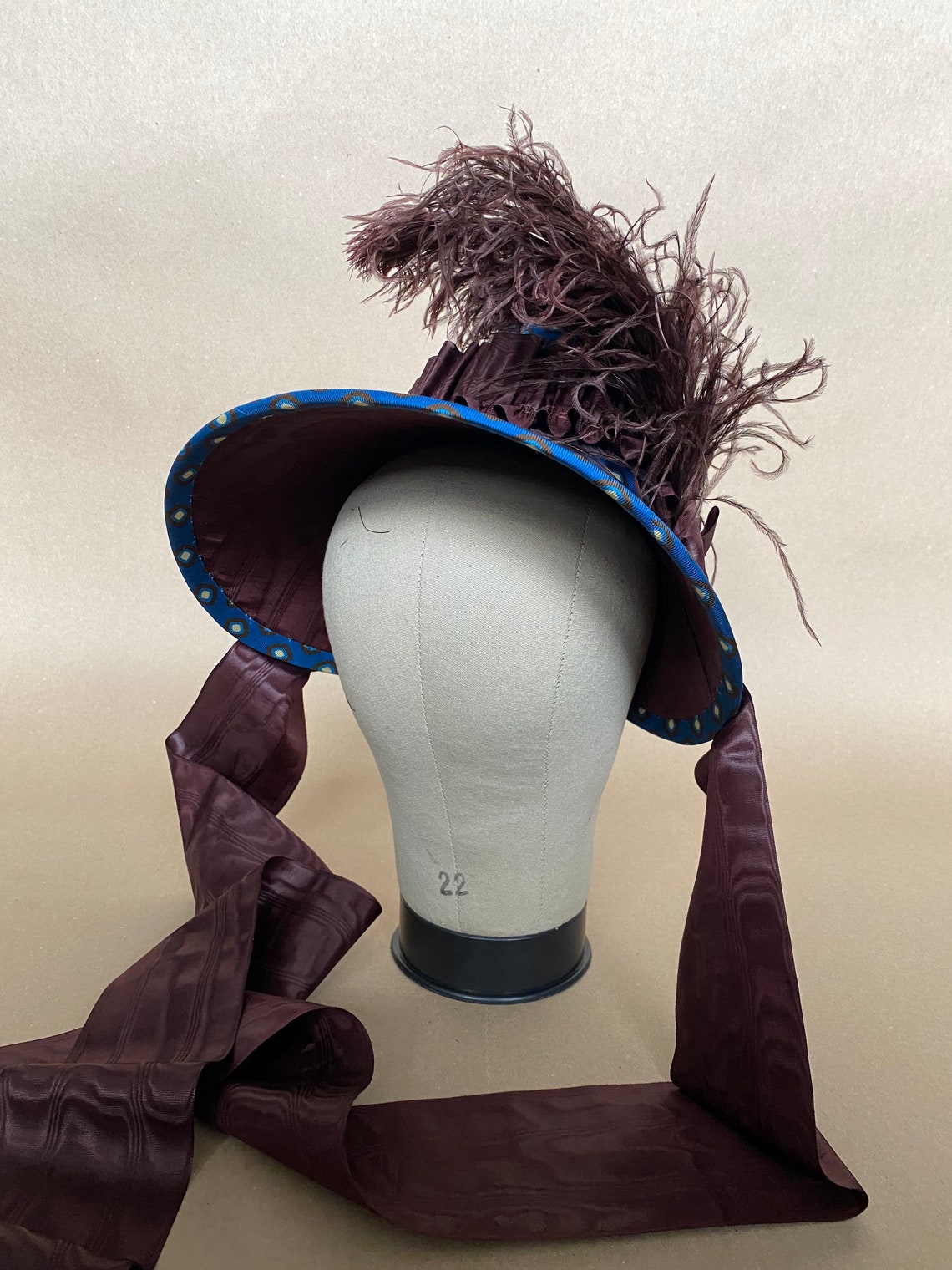 Regency Bonnet Jane Austen Bonnet in Silk Twill and Ostrich | Etsy