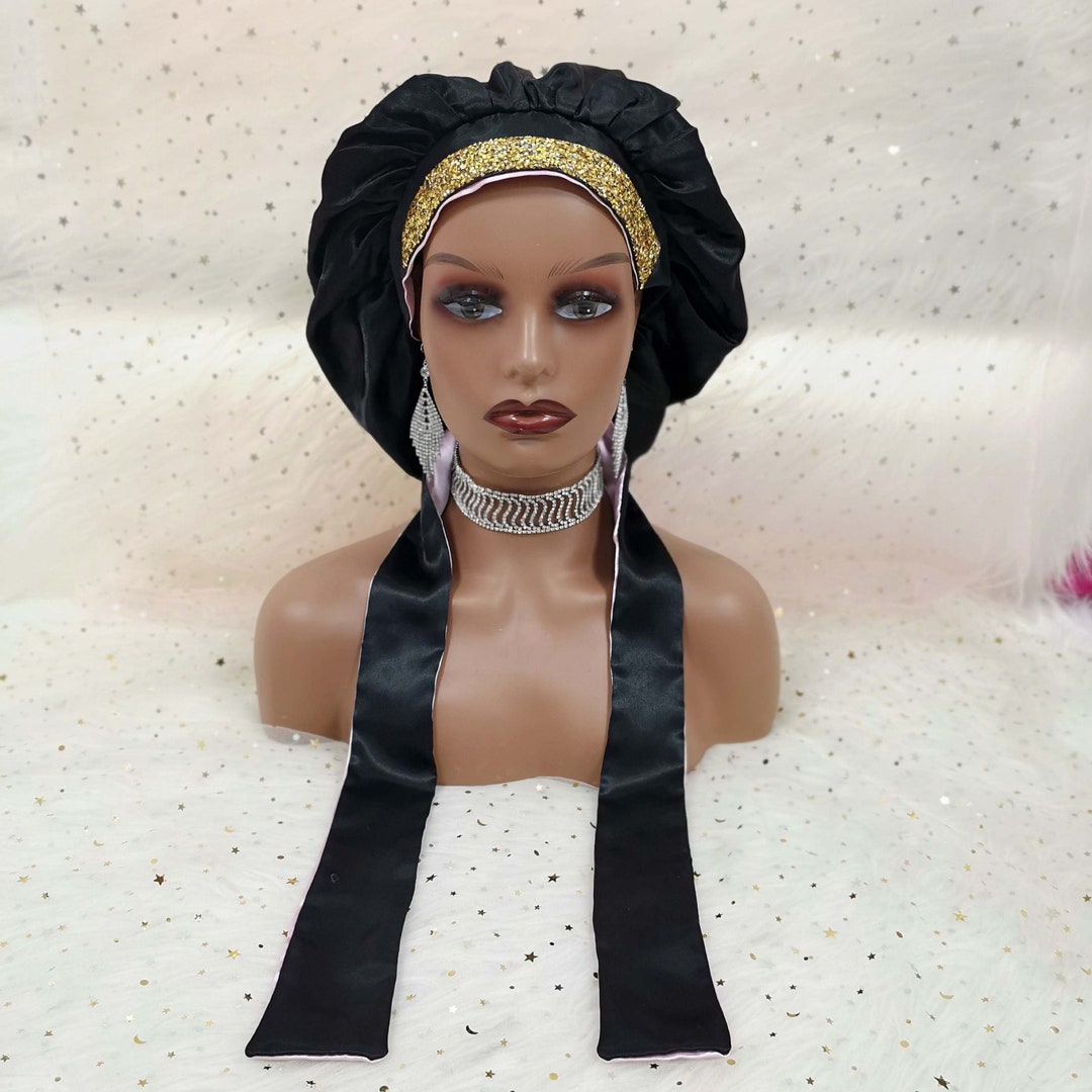 Silk Bonnet for Sleeping Satin/tie Bonnet for Women Hair/rhinestone ...