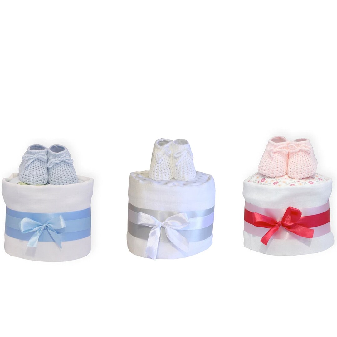 Single Tier Nappy Cake Choice of White, Blue, Pink, Gift Wrapped With ...