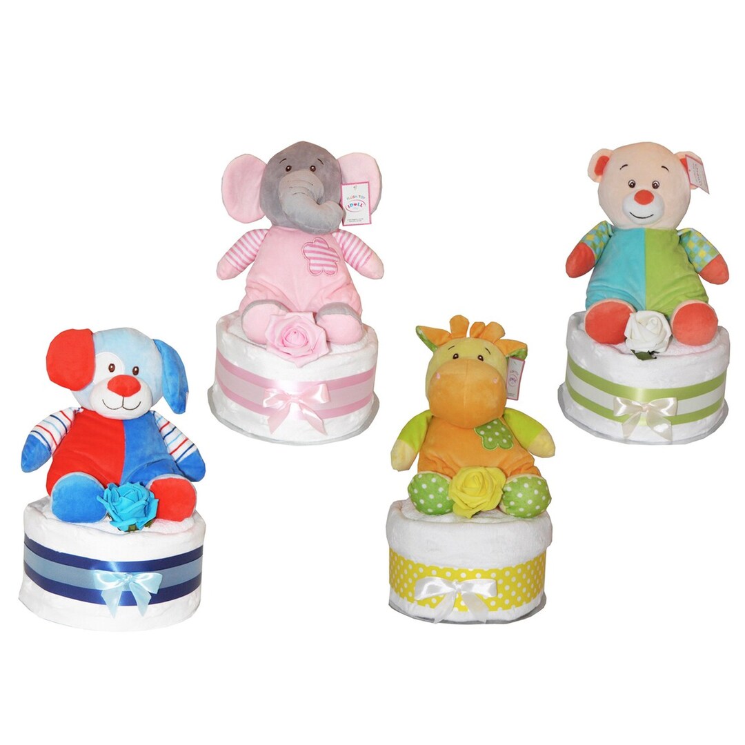 Baby Nappy Cake Large Teddy With Intergrated Rattle Toy Includes ...