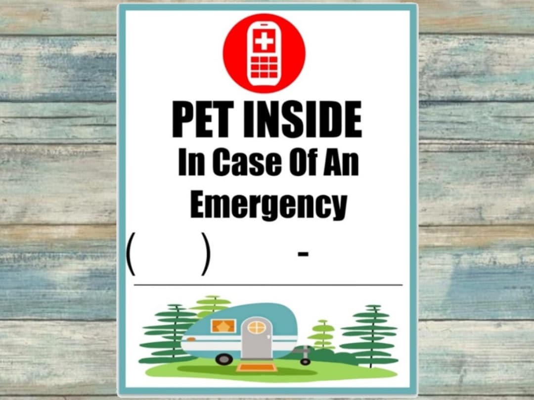 Pet Inside in Case of Emergency Vinyl Sticker for Your RV or Trailer ...