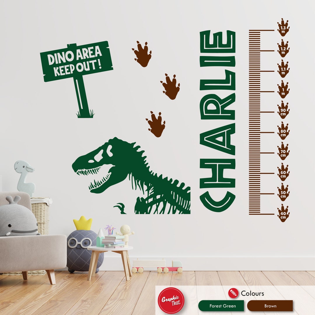 Dinosaur Skeleton Height Chart Personalised Wall Art Sticker Boys Girls ...