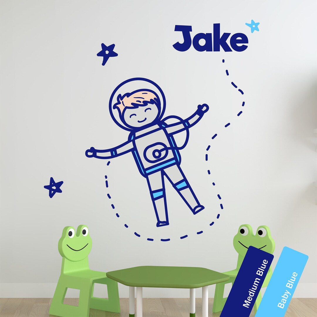 Space Astronaut Personalised Wall Sticker Boys Bedroom Vinyl - Etsy