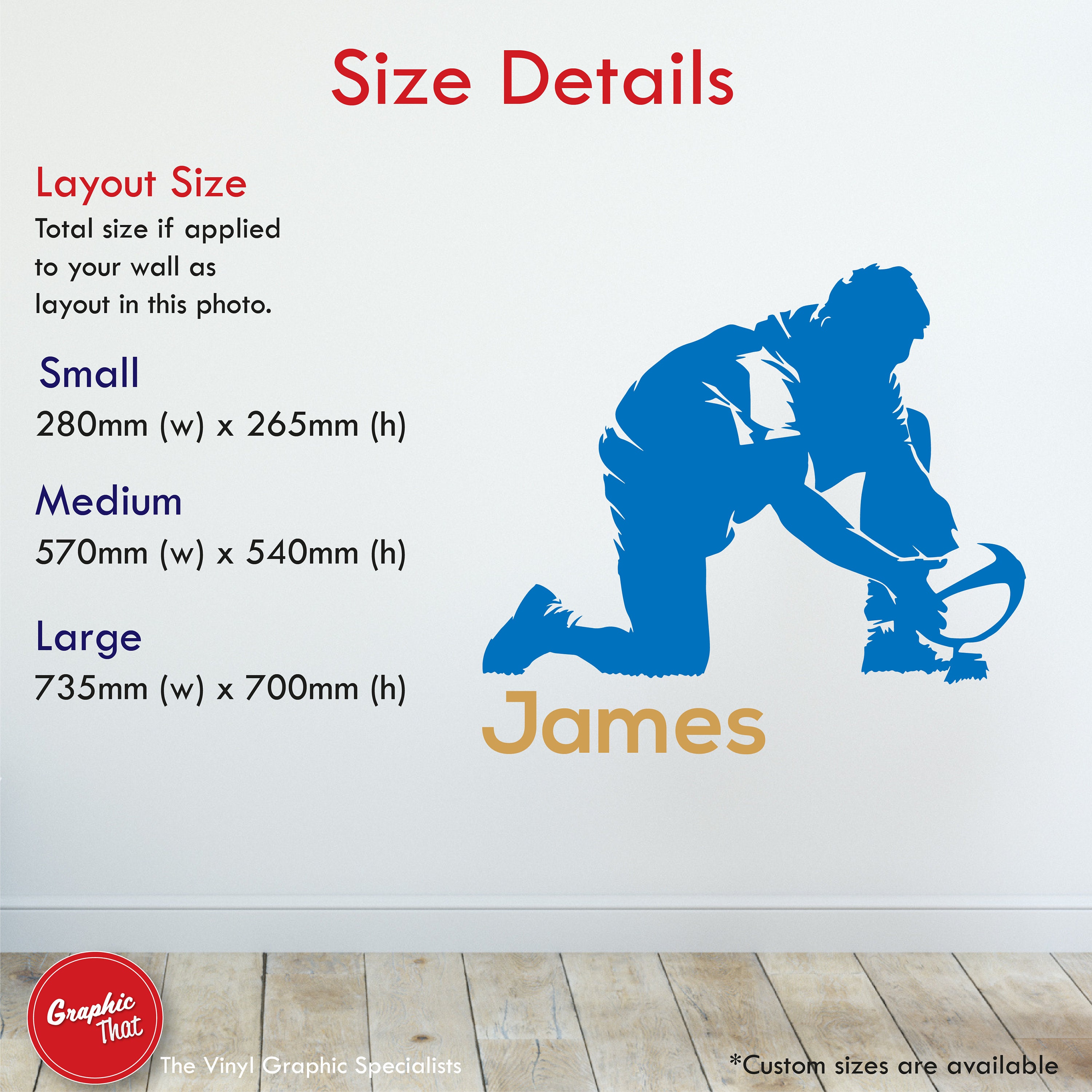 Rugby Personalised Wall Art Sticker Childrens Sports Bedroom - Etsy ...