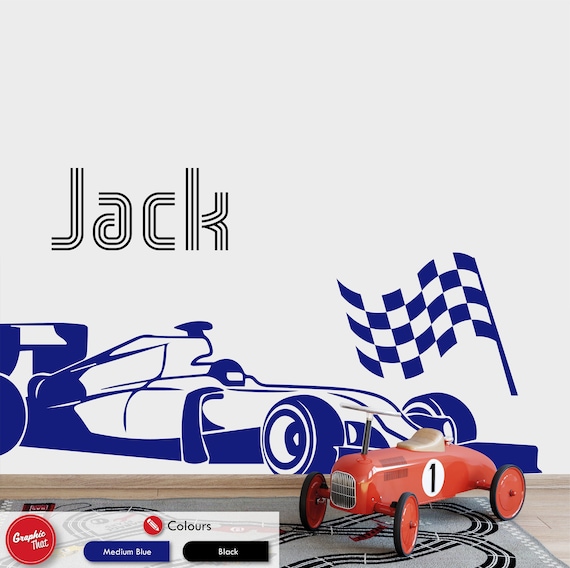 Race Car Personalised Wall Art Sticker Boys Bedroom Racing Car - Etsy UK
