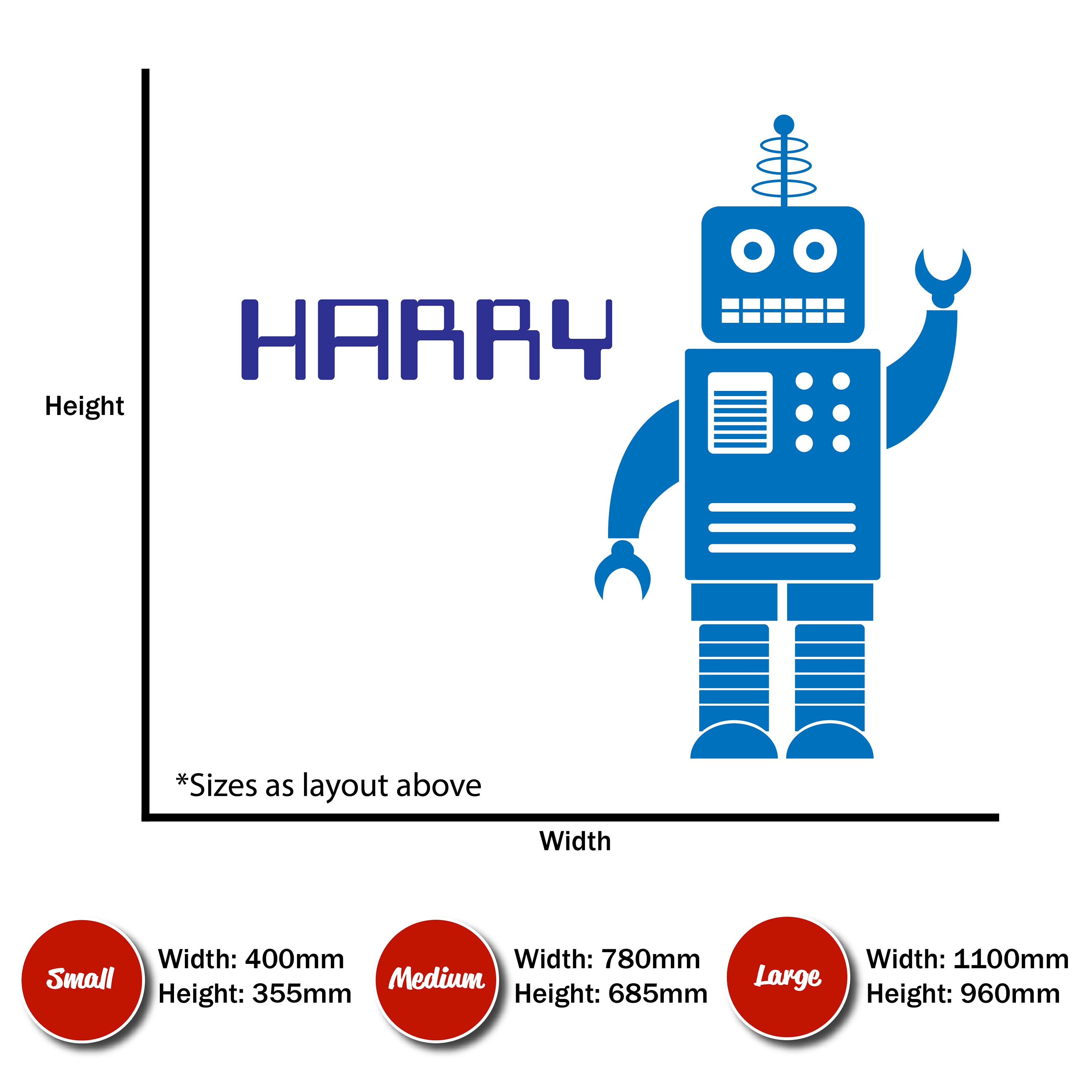 Robot Personalised Wall Sticker Childrens Custom Name Nursery | Etsy