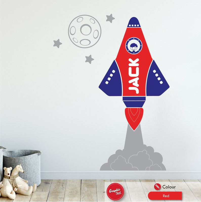 Space Rocket Kids Personalised Wall Art Sticker Boys & Girls - Etsy UK