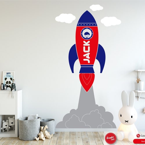 Personalised Name Rocket Space Ship Vinyl Wall Sticker Boys - Etsy