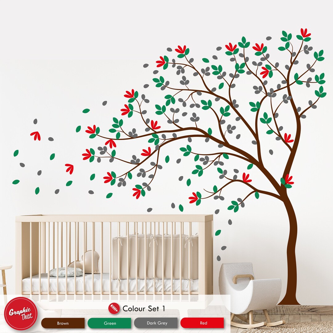 Large Overhanging Tree Wall Decal Huge Beautiful Nursery Wall Sticker ...