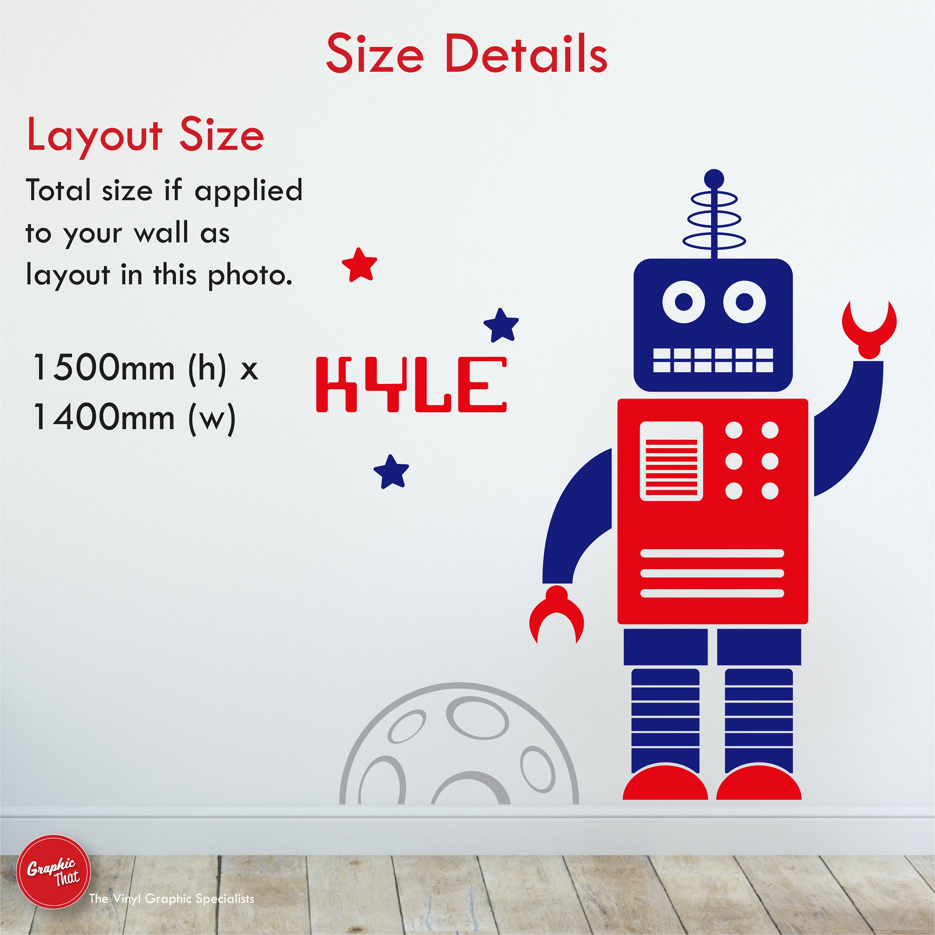 Robot Personalised Large Wall Art Sticker Children's - Etsy UK