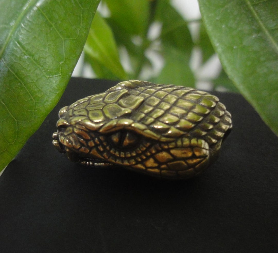 Antiqued Solid Brass Domineering Snake Head Statue Pendant - Etsy