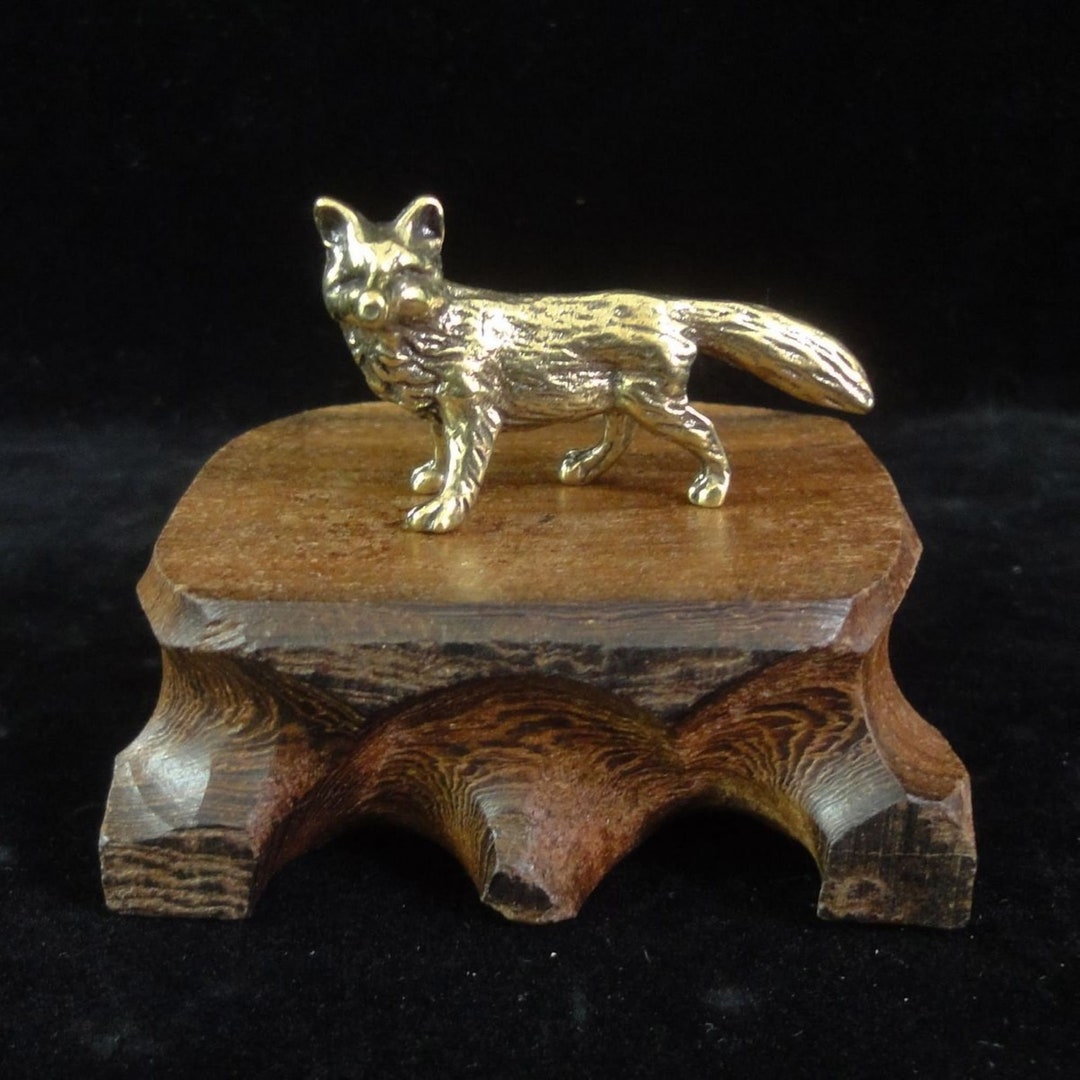 Retro Chinese Brass Lovely Fox Statue Figurine Animal Sculpture Desk ...