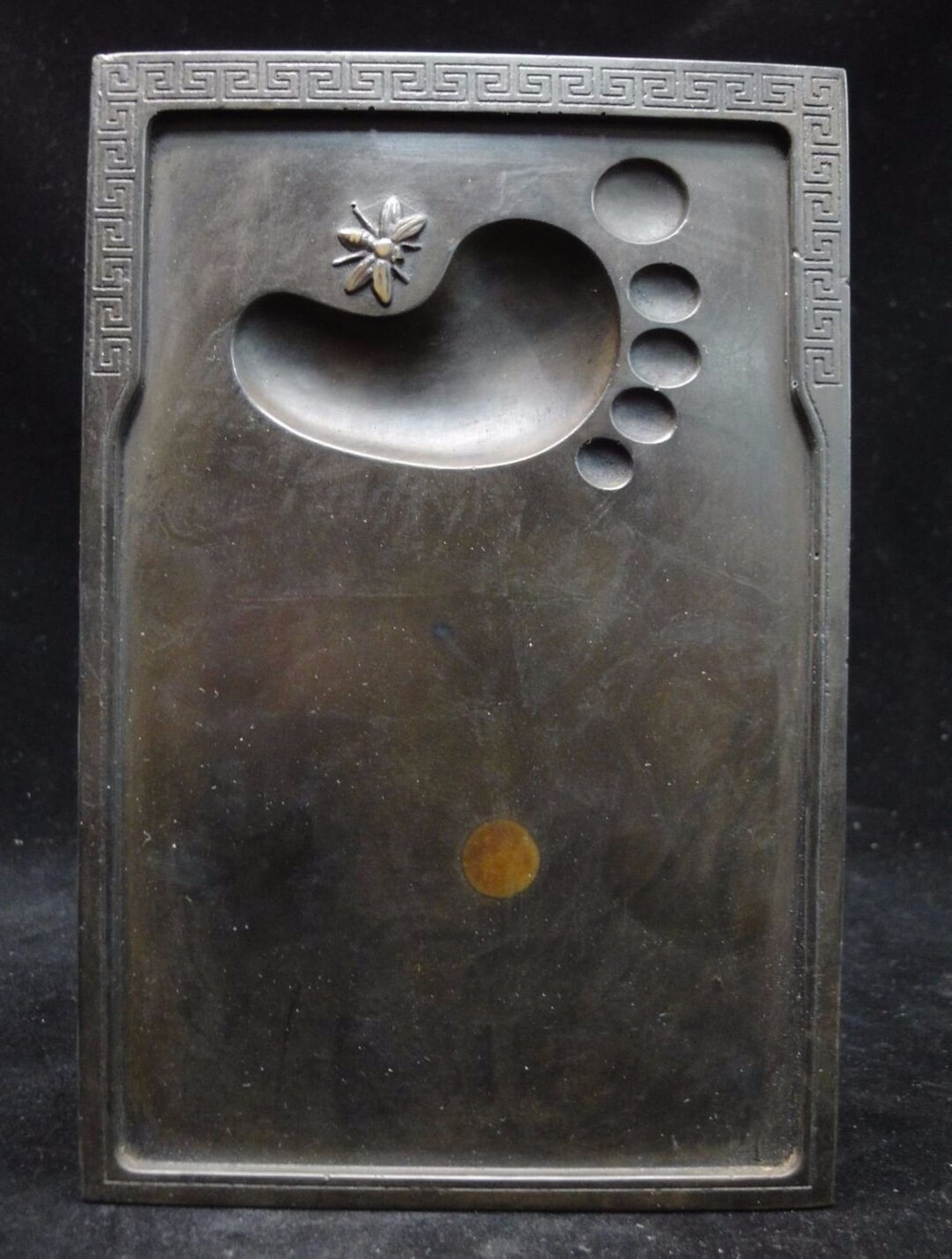 Very Heavy Old Chinese Inkstone Hand Carving Footmark Ink Stone Ink ...