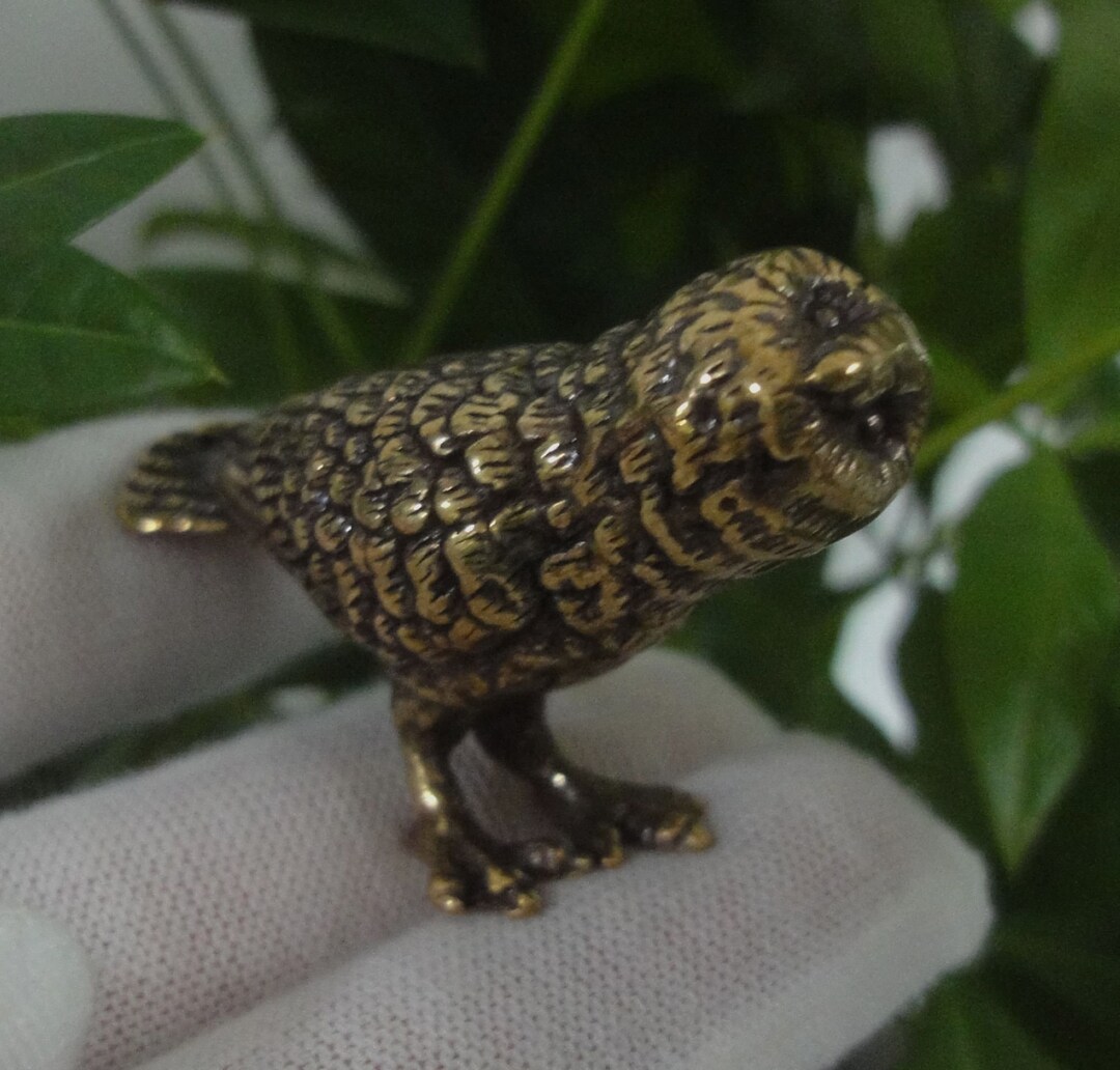 Retro Curio Chinese Solid Bronze Casting of Owl Sculpture Figurine ...