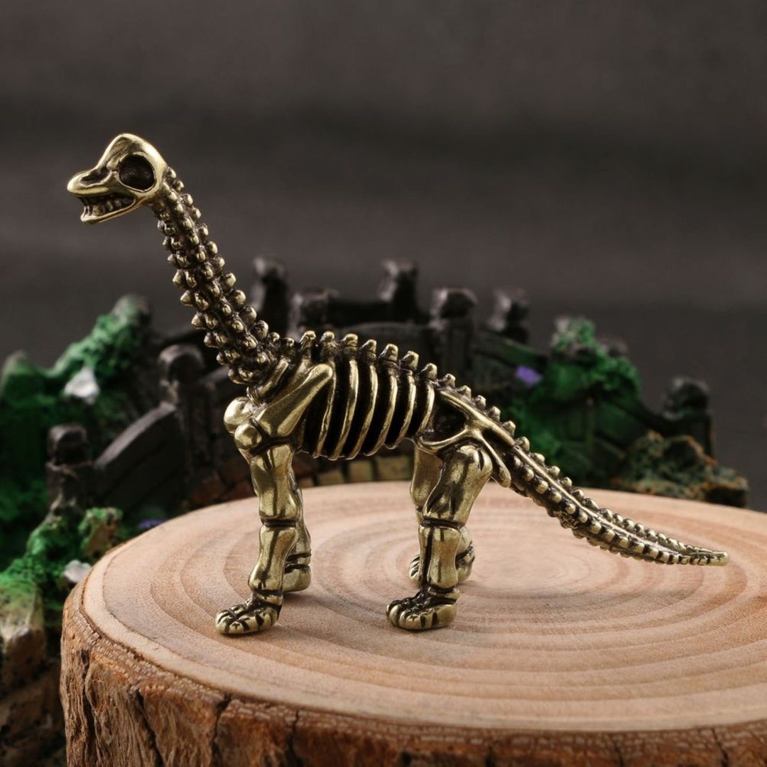 Antiqued Chinese Solid Brass Skeleton Brachiosaurus Dinosaur Statue ...