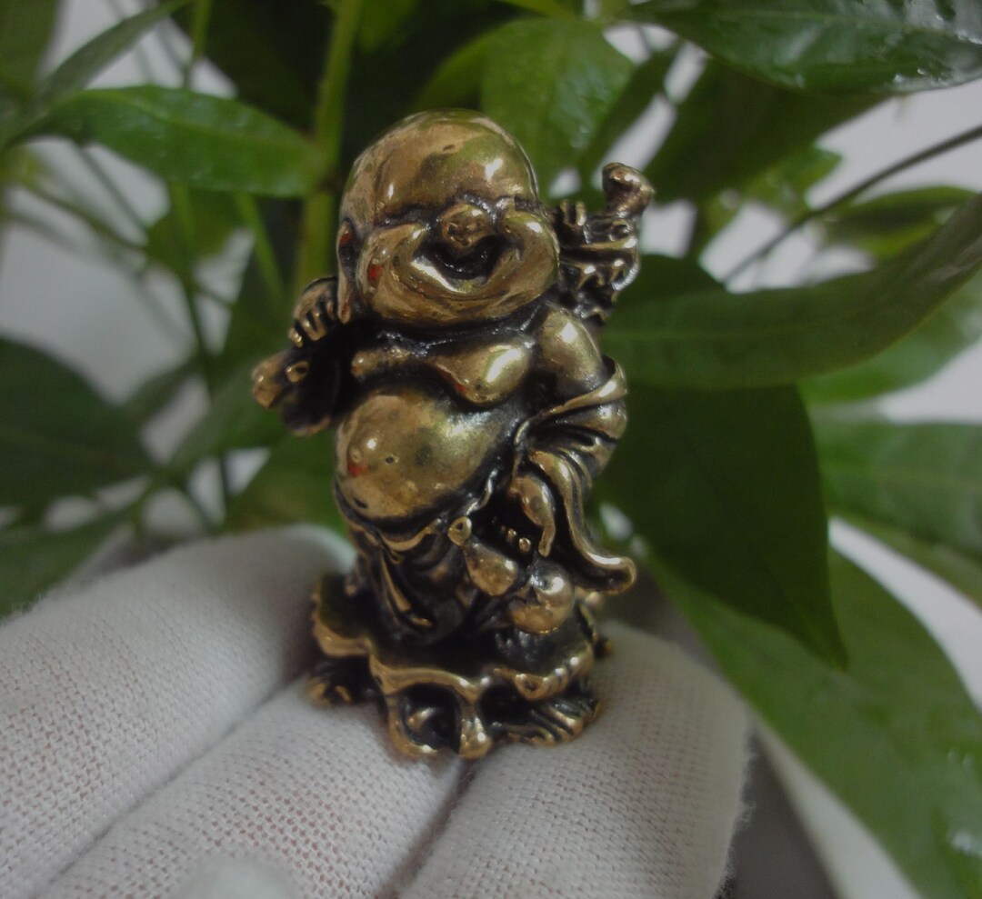Retro Curio Chinese Solid Bronze Tibetan Laughing Buddha Statue ...
