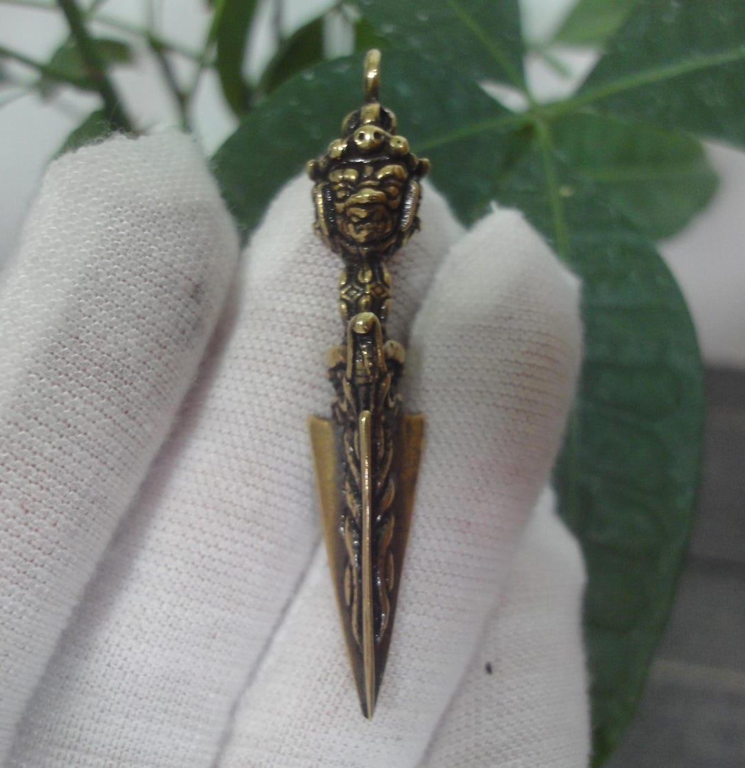 Antiqued Chinese Solid Brass Statue Amulet Tibetan Vajra Pestle ...