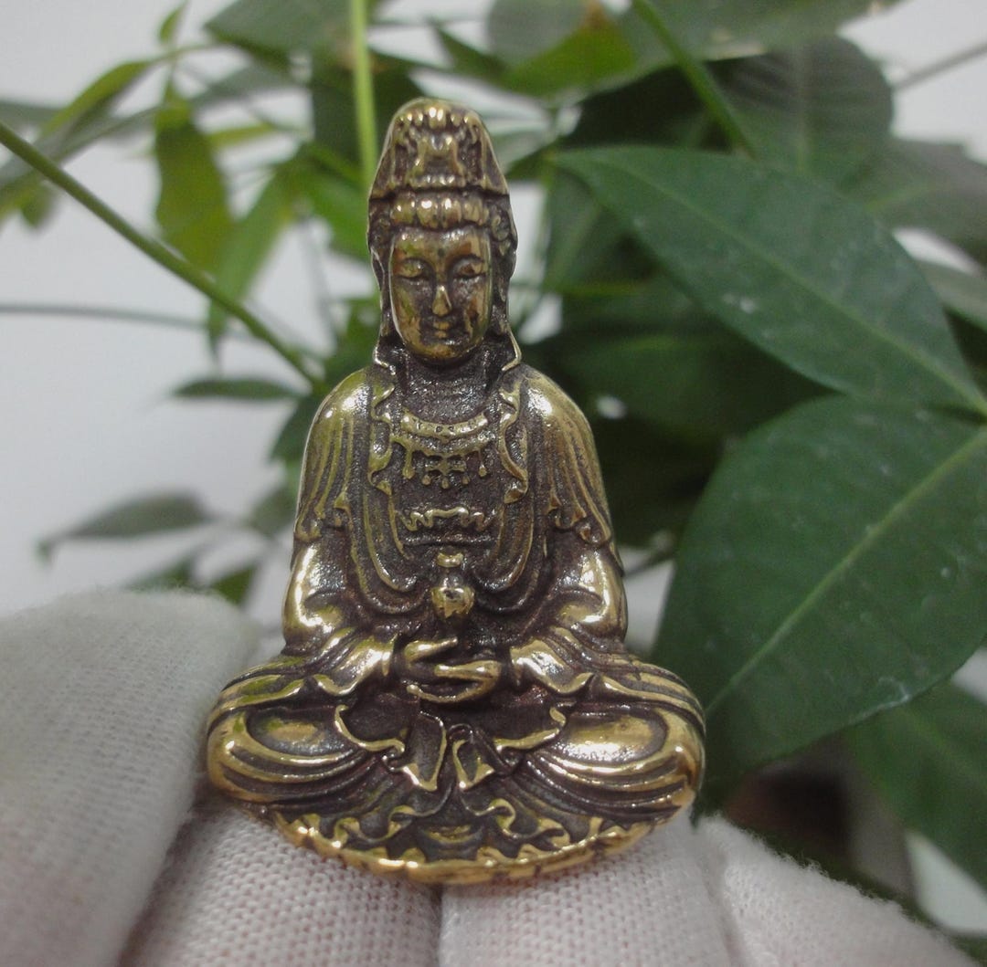 Retro Curio Solid Brass Chinese "guanyin" Buddha Statue Decor - Etsy