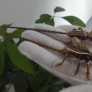 A Pair of Long Retro Solid Brass Cricket and Bee Statues for Women ...