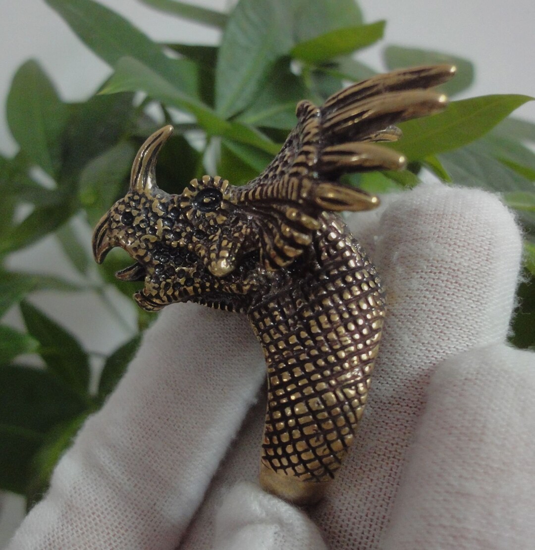 Antiqued Solid Brass Triceratops Dinosaur Statue Ring - Etsy