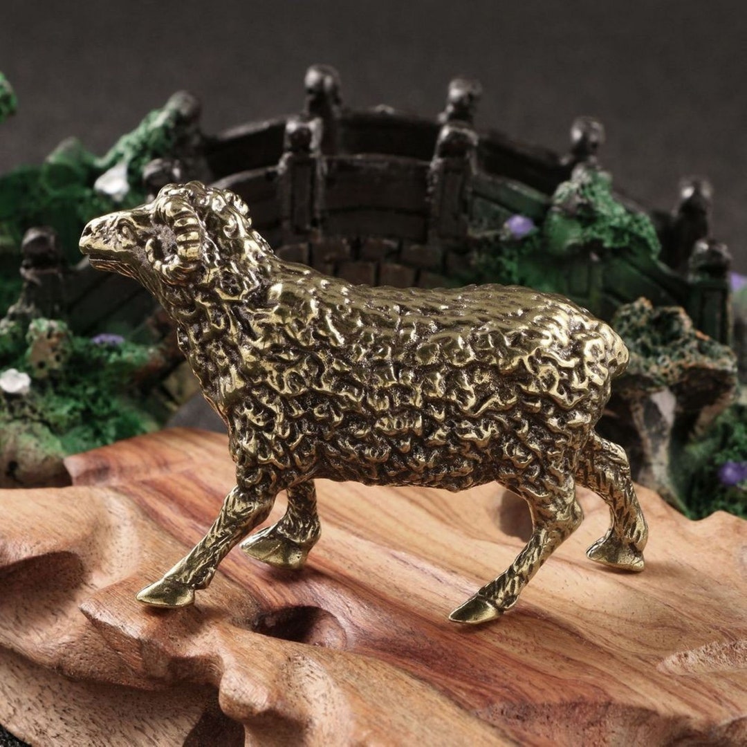 Antiqued Chinese Solid Brass Docile Sheep Statue Figurine - Etsy