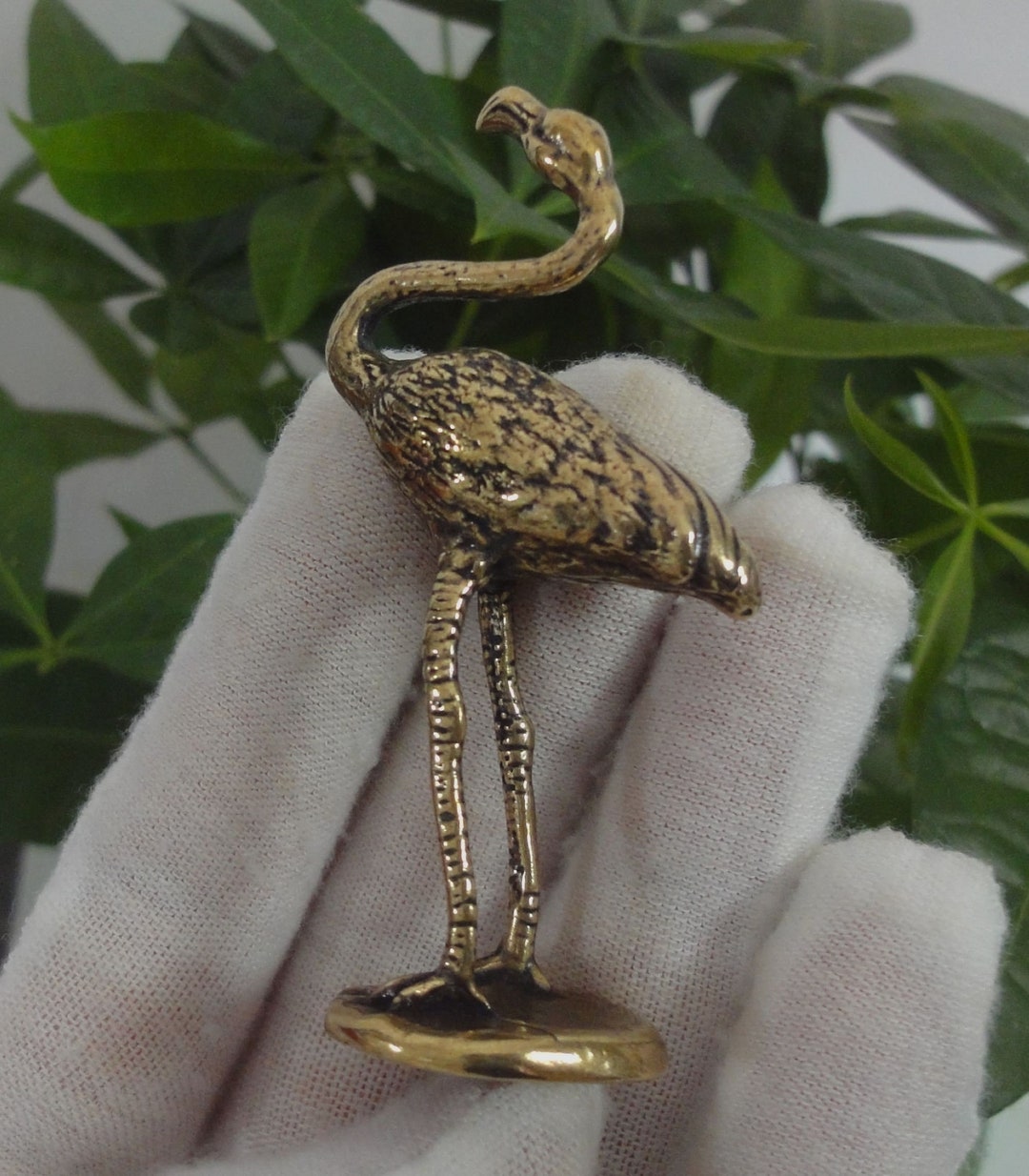 Vintage Curio Solid Brass Flamingo Bird Statue Animal Figurine ...