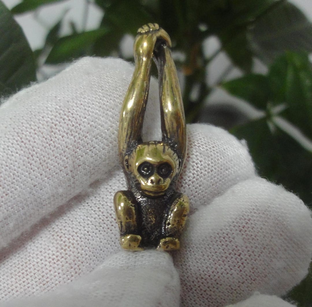 Retro Curio Chinese Solid Brass Zodiac Monkey Animal Statue Pendant - Etsy