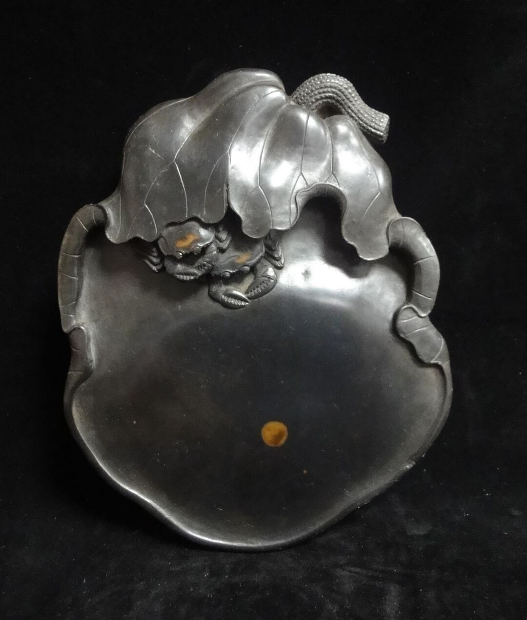 Excellent Heavy Old Chinese Inkstone Hand Carving Lotus Crabs Ink Stone ...