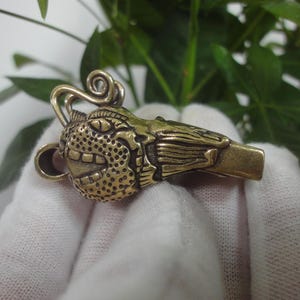 Chinese Antiqued Fine Brass Casting Dragon Statue Whistle Pendant - Etsy