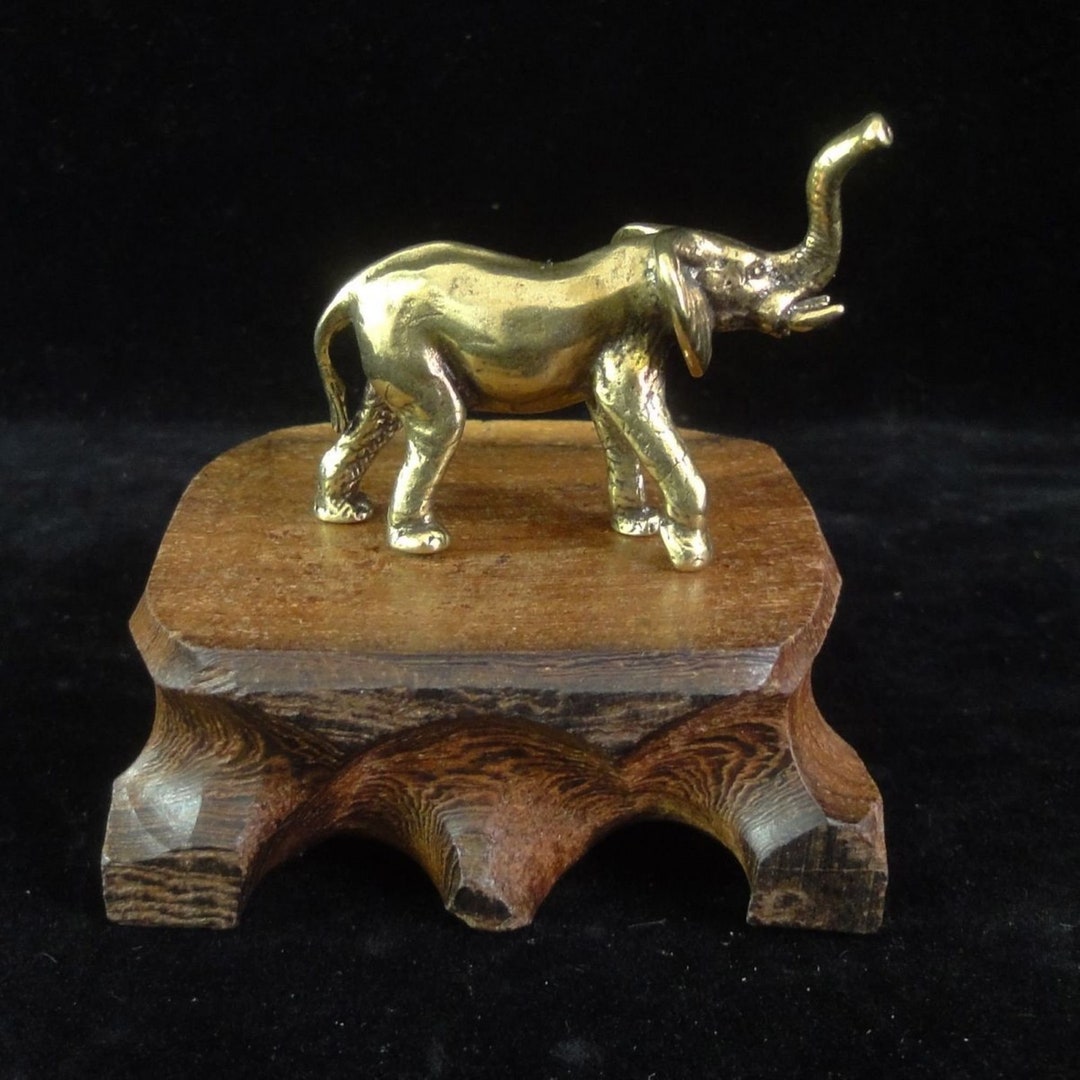 Retro Curio Chinese Solid Bronze Casting Tusk Elephant Statue Figurine ...