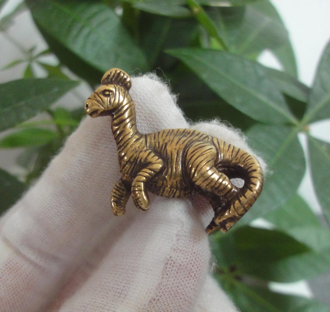 Solid Bronze Mini Dinosaur Statue: Retro Curio Sculpture - Etsy