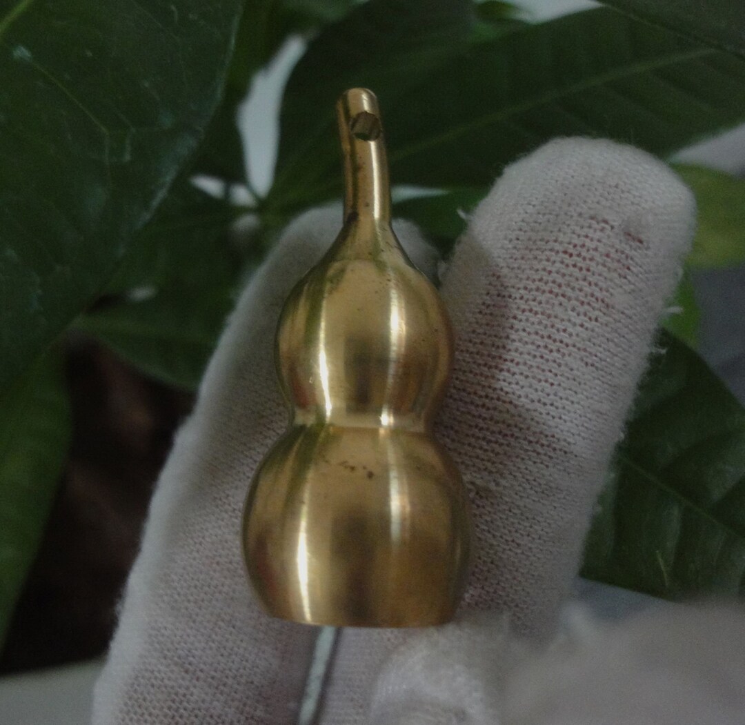 Brass Feng Shui Gourd Pendant: Chinese Hollow Charm (4.5cm) - Etsy
