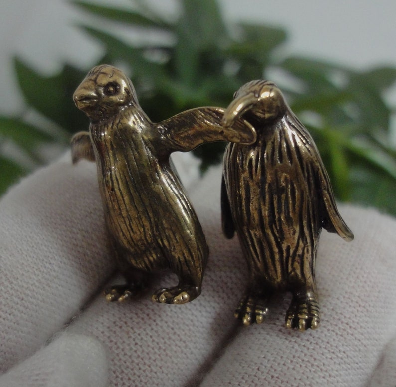 Retro Pair of Solid Brass Penguin Sculptures Couple Birds Statues - Etsy