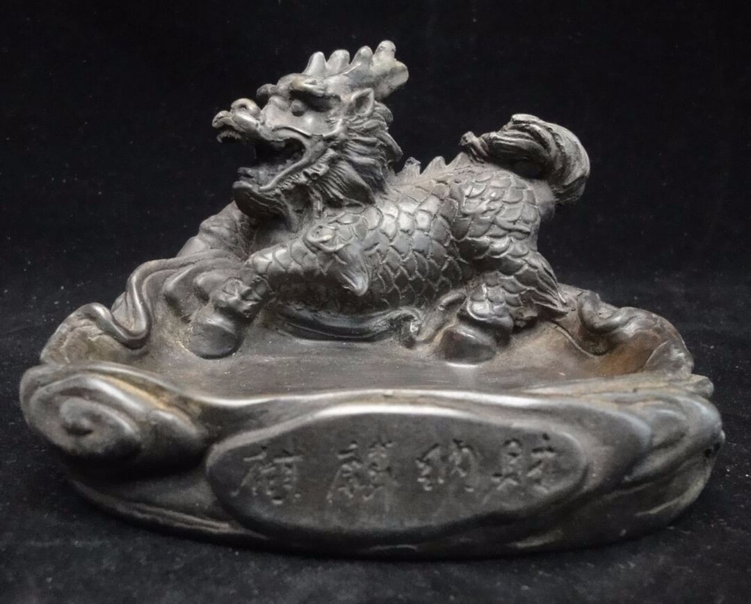 Finest Old Chinese Hand Carving Kylin Ink Stone Ink Slab Mark Ink Stick ...