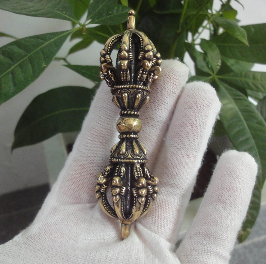 Old Solid Brass Chinese Tibetan Lucky Vajra Xiangmo-chu Statue Pendant ...