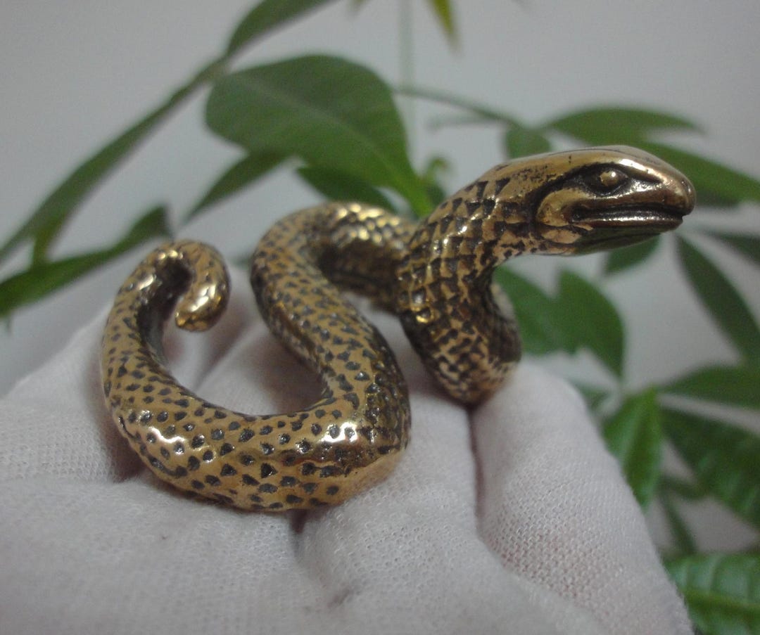 Retro Curio Solid Brass Serpent Snake Animal Figurine Statue Sculpture ...