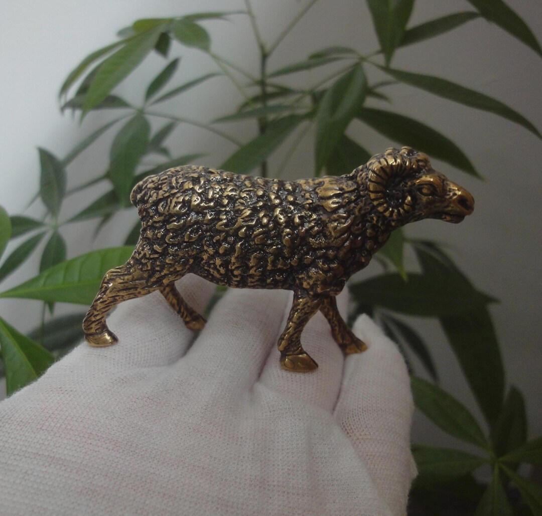 Antiqued Chinese Solid Brass Docile Sheep Statue Figurine - Etsy