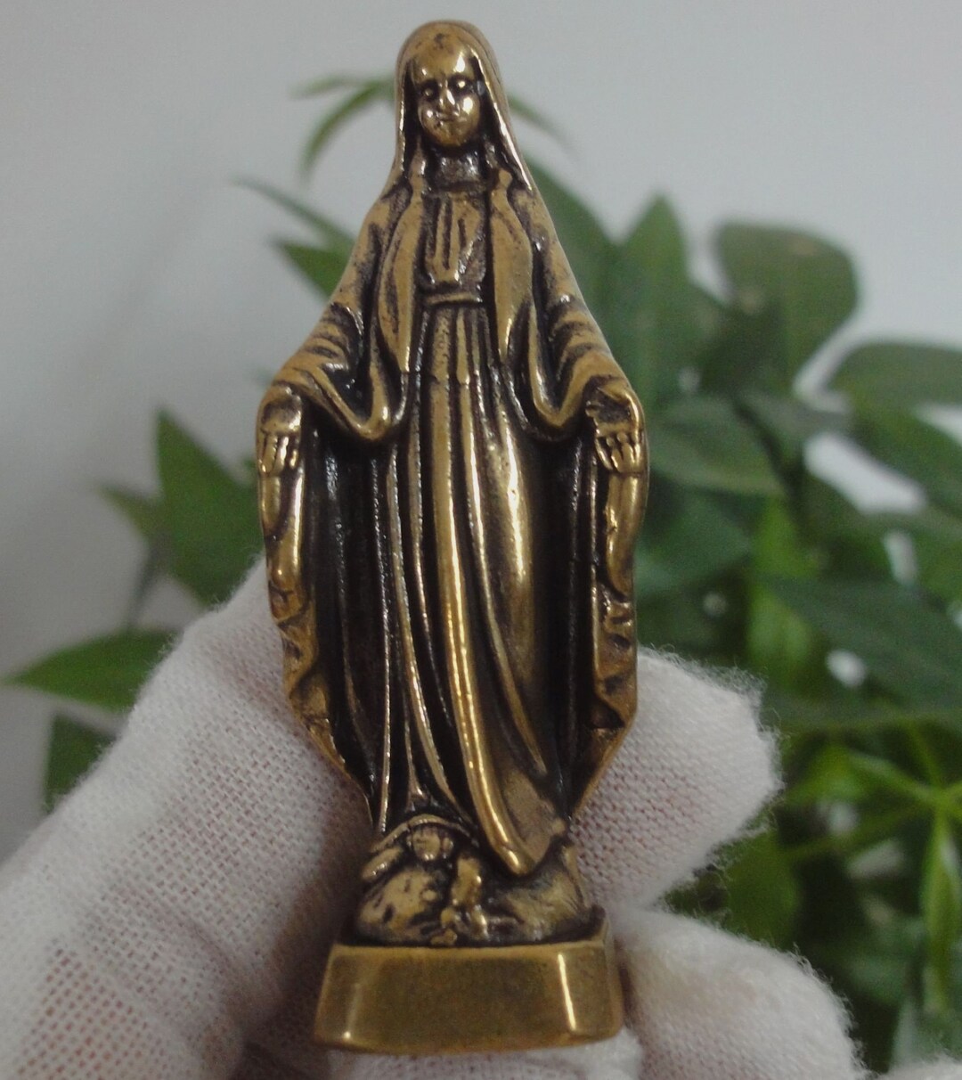 Antiqued Chinese Solid Bronze Casting of Virgin Mary Statue Figurine ...