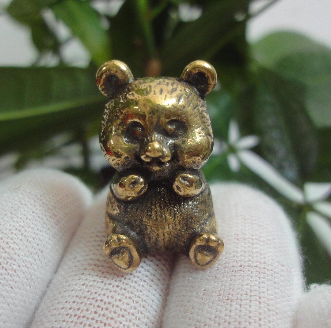Retro Curio Chinese Solid Brass Lovely Panda Statue Animal Sculpture - Etsy