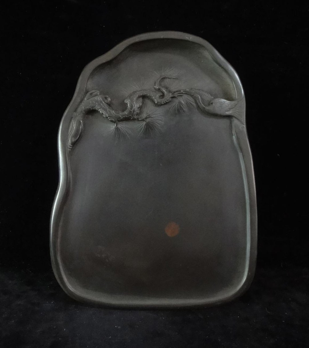 Old Chinese Ink Stones Hand Carving Crane and Pine Calligraphy Inkstone ...