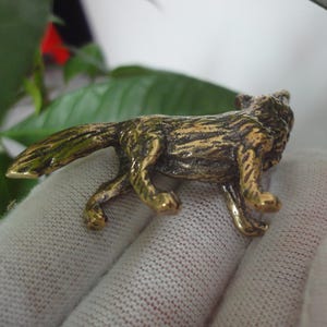 Retro Brass Lovely Fox Statue Figurine Animal Sculpture Desk Decoration ...