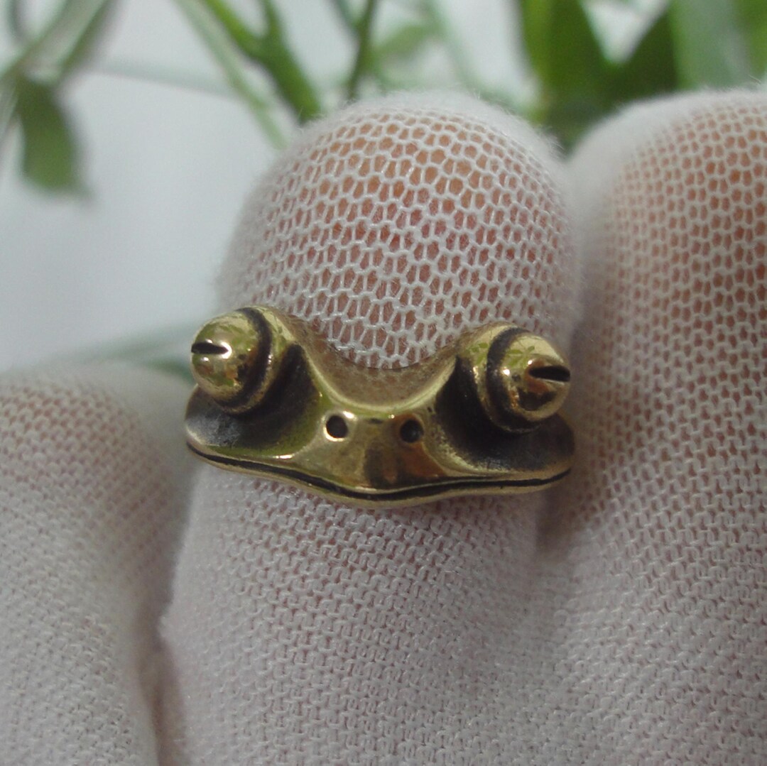 Antiqued Pure Brass Casting Lovely Toad Statue Adjustable Finger Ring ...