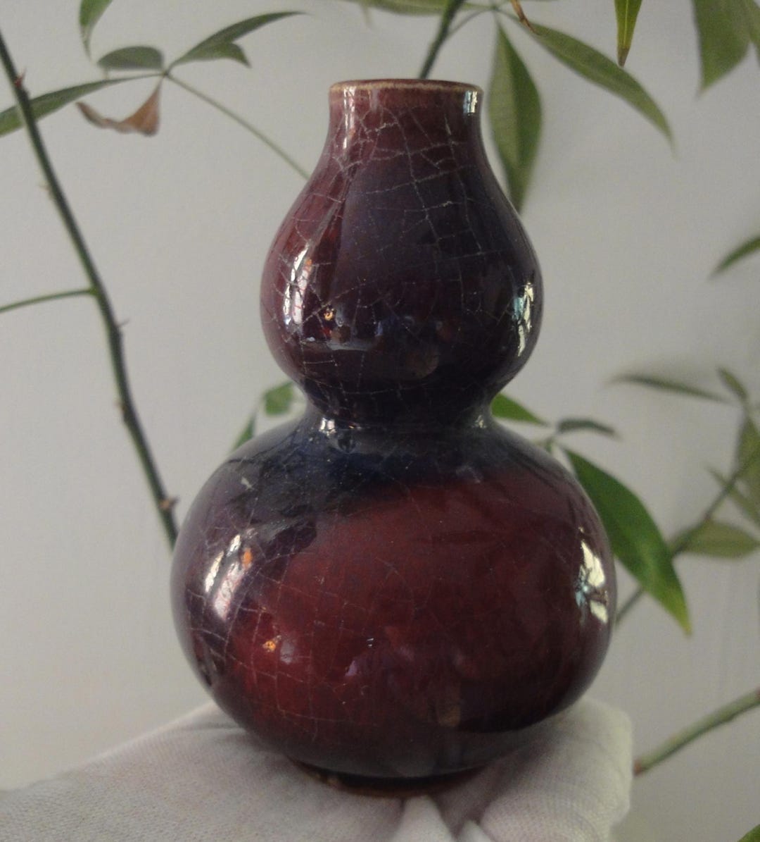 Vintage Chinese "jun" Porcelain Vase Double Gourd: Natural Purple Red ...