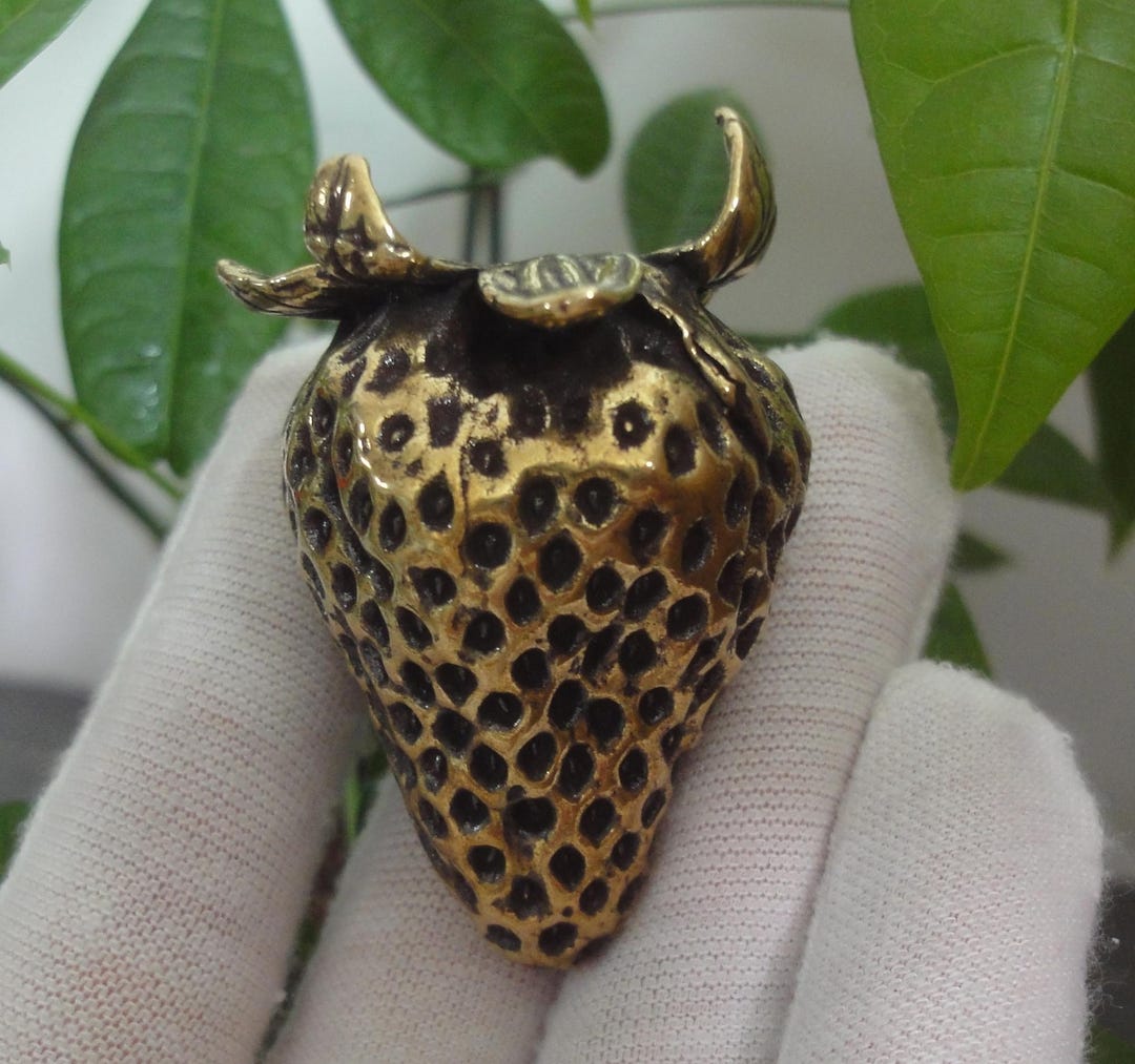 Solid Bronze Strawberry Statue: Antiqued Chinese Art Gift - Etsy