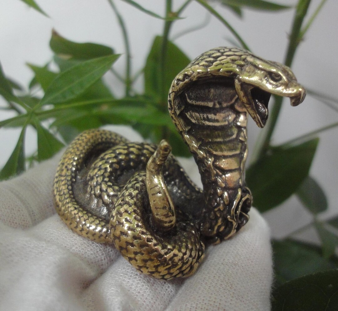 4.8CM Retro Solid Brass Snake Figurine Small Statue Animal Figurine ...