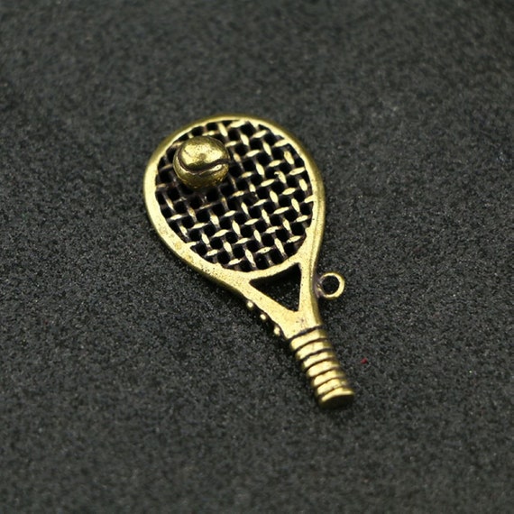 Antiqued Pure Brass Casting Creative Tennis Racket Pe… - Gem