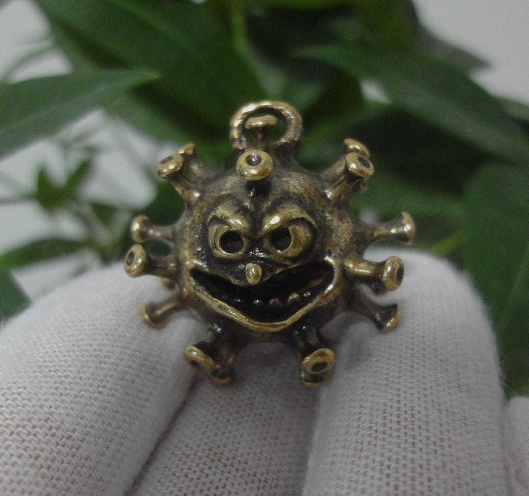 Retrol Solid Brass Cute Virus Charm Statue for Pendant Keychain - Etsy