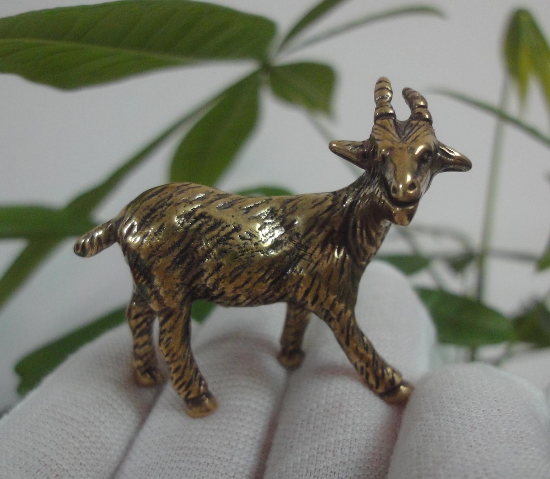 Antiqued Solid Brass Tough Goat Statue Figurine Animal Sculpture - Etsy