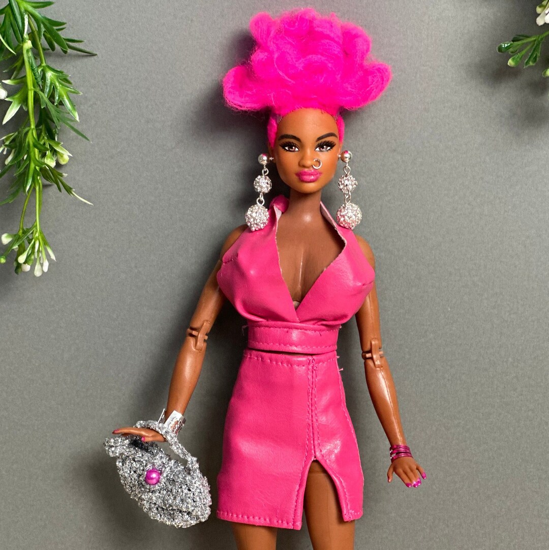 OOAK Barbie Doll Custom Pink Hair With Enhanced Chest Skirt Barbie OOAK ...