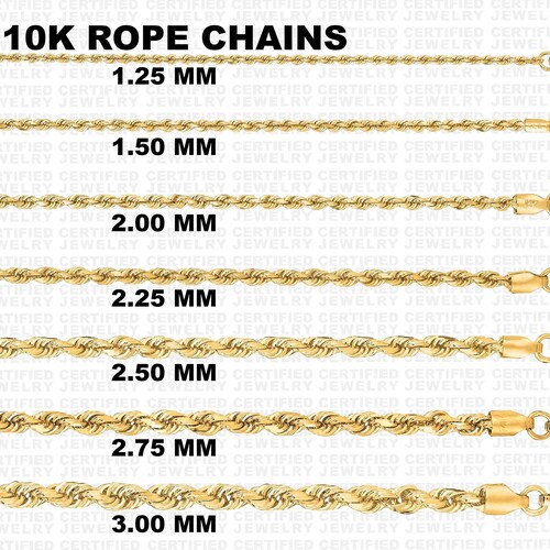 10K Solid Gold 2.5mm Diamond Cut Rope Chain Bracelet or Anklet - Etsy